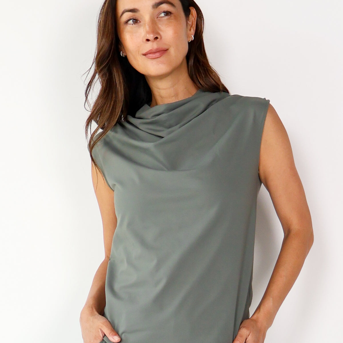 Elevated Cowl Tank in Nairobi Green – Wear & Roam